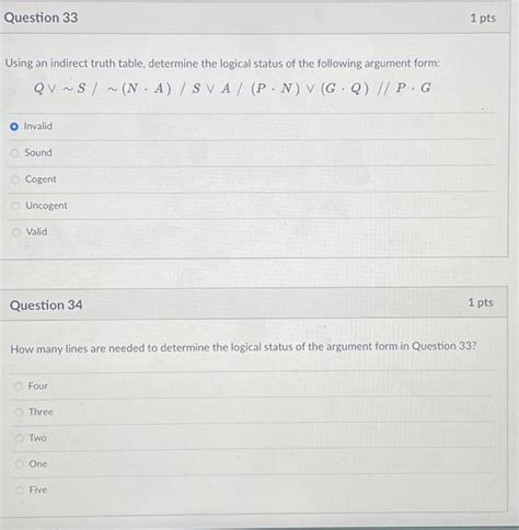 using an indirect truth table determine the logical