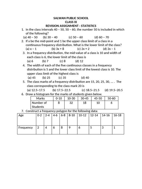 Revision Assignment Statistics Pdf Revision Assignment Statistics Pdf