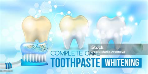 치과 개념 건강 치아구강 건강 광고 치아 미백 과정 치약이있는 파란색 플라스틱 칫솔3d 현실적인 치과 디자인 요소 광고 브로셔