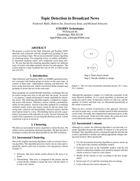 Pdf Topic Detection In Broadcast News