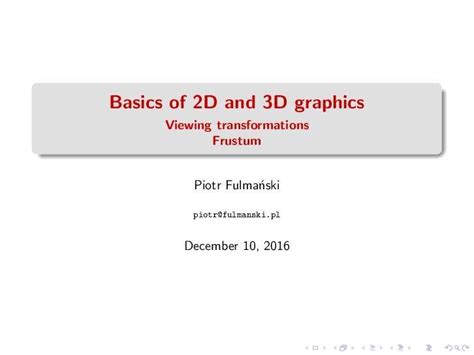 pdf basics of 2d and 3d graphics viewing transformations frustum