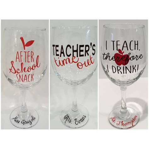 Funny Teacher Wine Glasses After School Snack Teachers