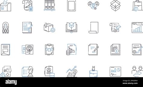 Bureaucratic Paperwork Line Icons Collection Red Tape Forms Procedures Regulations