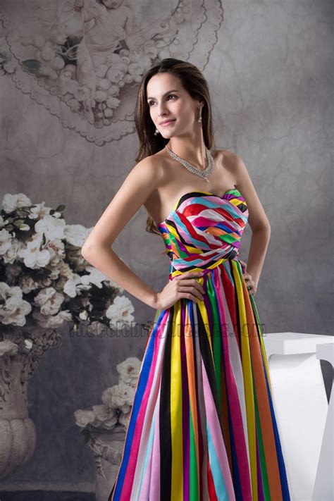 Chic Strapless A Line Color Block Formal Dress Evening Prom Gown Thecelebritydresses