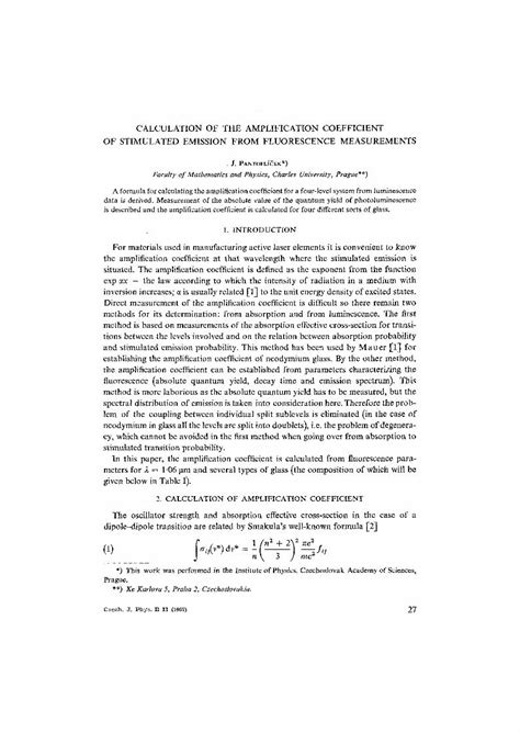 Pdf Calculation Of The Amplification Coefficient Of Stimulated