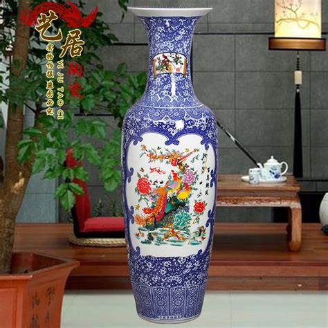 景德镇陶瓷器手绘花开富贵青花瓷瓶大号落地大花瓶客厅新房大摆件 虎窝淘