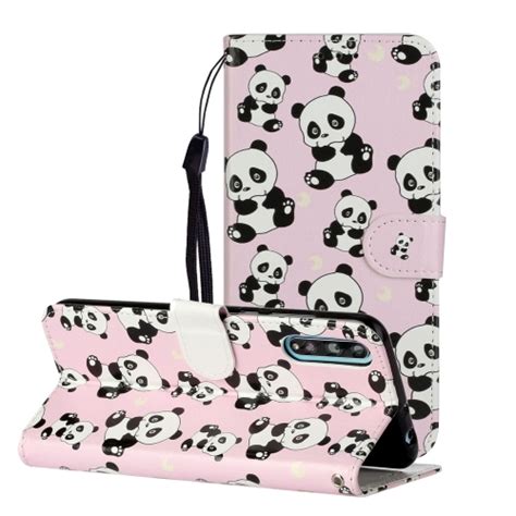 화웨이 Y8p 10s 오일 엠보싱 컬러 드로잉 패턴을 즐기십시오 홀더 및 카드 슬롯 및 지갑이있는 수평 플립 Pu 가죽 케이스 팬더