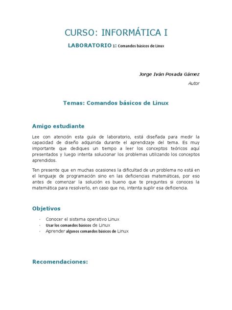 Lab1 Comandos Linux Odt Pdf Interfaz De Línea De Comando Archivo De Computadora