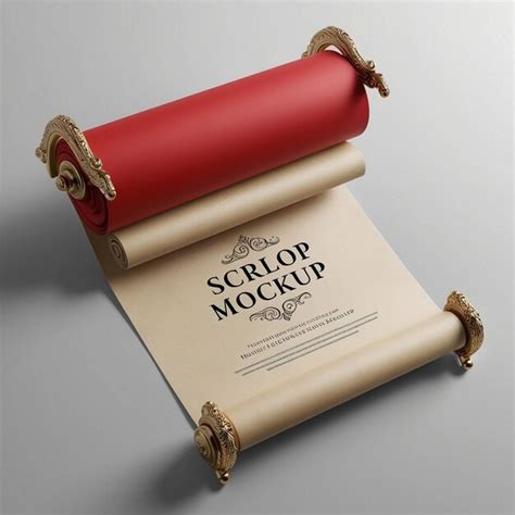 Elegant Red Scroll Design Mockup Premium Ai Generated Image