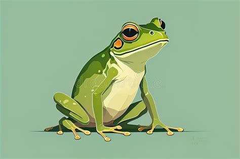 Frog On A Green Background Vector Illustration Of A Frog Stock