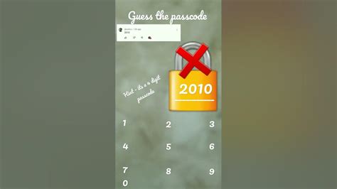 Guess The Passcode Youtube