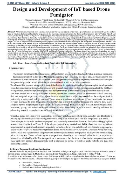pdf design and development of iot based drone fumigator
