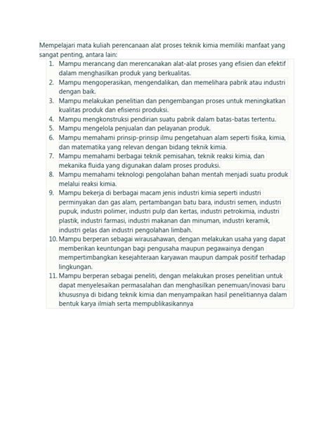Mempelajari Mata Kuliah Perencanaan Alat Proses Teknik Kimia Memiliki Manfaat Yang Sangat