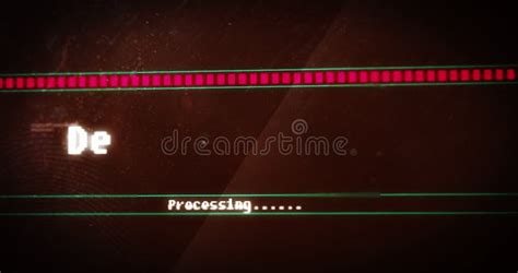 animation of deleting files processing text flashing digital interface