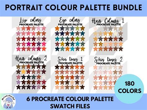 Procreate Color Palette Bundle Portrait Color Swatches Skin Color Palette Hair Procreate