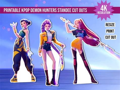 Printable Kpop Demon Hunters Standee Cut Outs Kpop Huntrix Diy Cutout