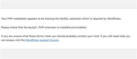 Erro PHP Installation Appears To Be Missing The MySQL Extension