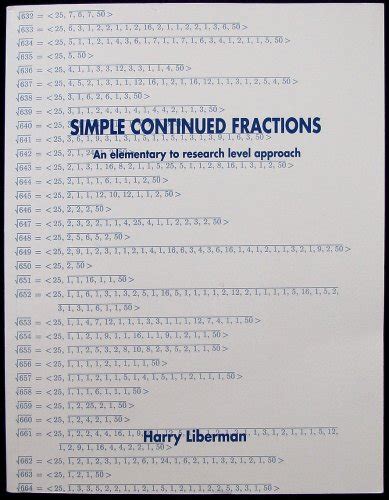 Simple Continued Fractions An Elementary To Research Level Approach Harry Liberman