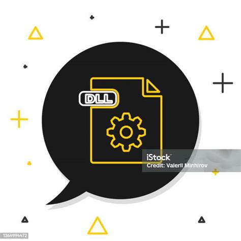 줄 Dll 파일 문서입니다 흰색 배경에서 격리된 Dll 버튼 아이콘을 다운로드합니다 Dll 파일 기호입니다 다채로운 개요 개념 벡터 가득 찬에 대한 스톡 벡터 아트 및 기타