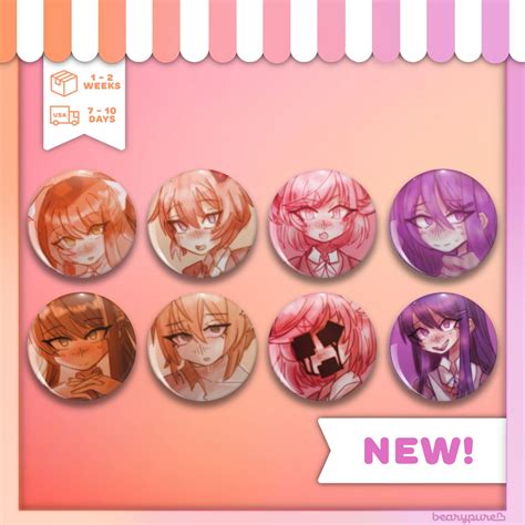 Doki Doki Good End And Bad End Button Pins Ddlc Monika Sayori