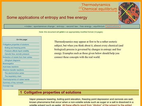Chem1 Virtual Textbook Colligative Properties Of Solutions Handout For 9th 10th Grade