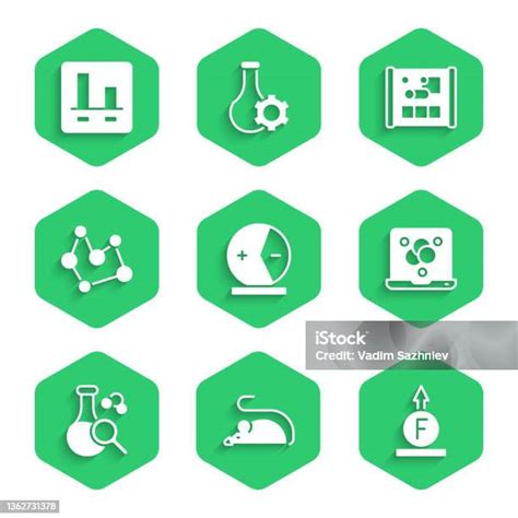 원자 실험 마우스 물리 공식의 힘 화학 테스트 튜브 그래프 종이 공학 및 차트 인포 그래픽 아이콘을 설정합니다 벡터 0명에 대한