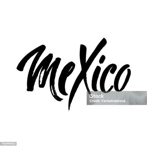 멕시코 시티 멕시코 손 글씨가 달 필 멕시코 손으로 그려 벡터 재고 일러스트 레이 션 현대 브러시 잉크입니다 개념에 대한 스톡