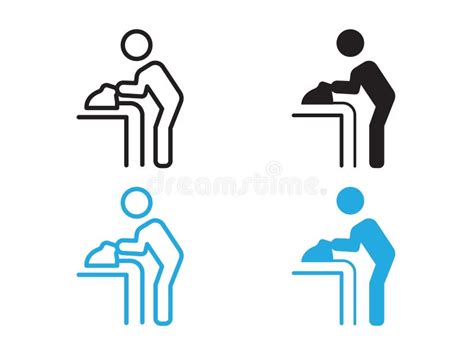 Man Iron Clothes Icon Black And White Vector Outline Sign Stock Vector Illustration Of Vector