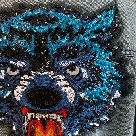 Extra Large Sequins Wolf Sew On Patch For Jeans Jacket Back Appliqué Etsy