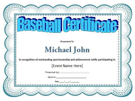 Baseball Award Certificate Template Formal Word Templates Baseball
