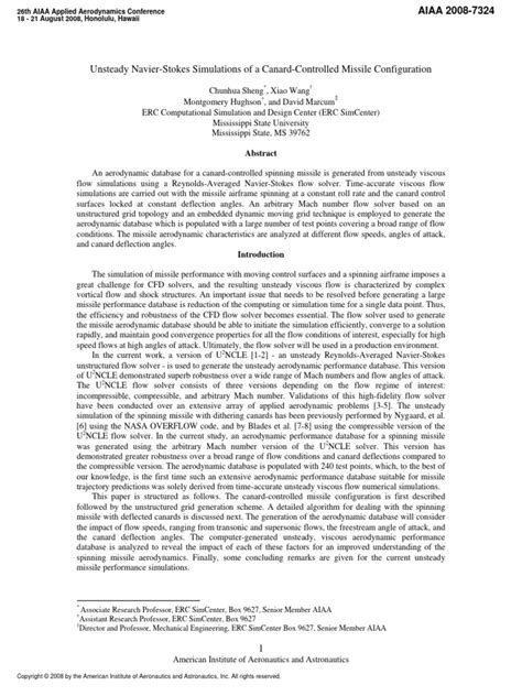 Sheng 2008 Research On Control Force Aerodynamic Model Of A Guided Rocket With An Isolated