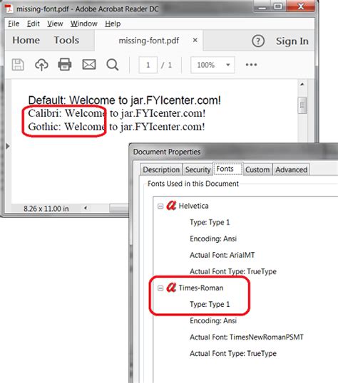 fop missing font error for pdf