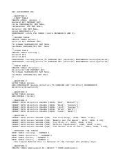 DBS211 Lab05 DDL Sql SET AUTOCOMMIT ON QUESTION 1 FIRST TABLE