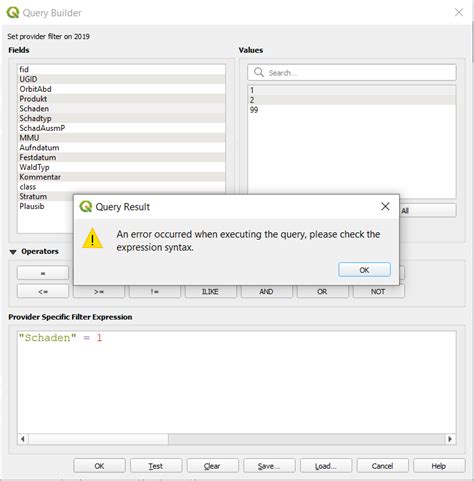 Wms Qgis An Error Occurred When Executing The Query Please Check The Expression