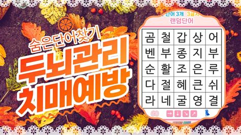 두뇌 나이를 젊게 만드는 퀴즈 숨은단어찾기 치매예방 퀴즈 초성퀴즈 단어퀴즈 두뇌운동 뇌건강 치매테스트 기억력 집중력 강화 재밌는 퀴즈 Youtube