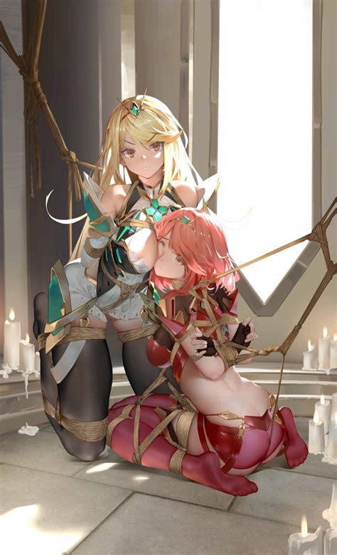 Rule 34 2girls Arms Tied Behind Back Ass Blonde Hair Bondage Breasts Candles Cleavage Cutout