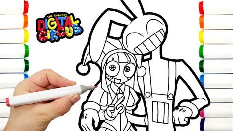 Pomni And Jax Coloring The Amazing Digital Circus Coloring Pages Youtube