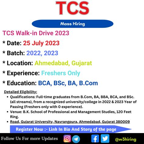 tcs walk in drive 2023 hiring graduate trainee bca bsc ba b