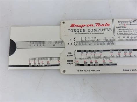 Snap On Tools Torque Computer Slide Chart For Torque Wrench Adapter Or Extension Eur 1715