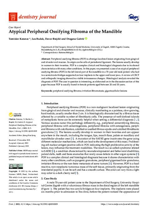 Pdf Atypical Peripheral Ossifying Fibroma Of The Mandible