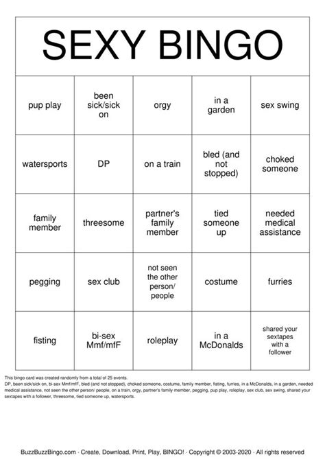 Sex Bingo Bingo Cards To Download Print And Customize