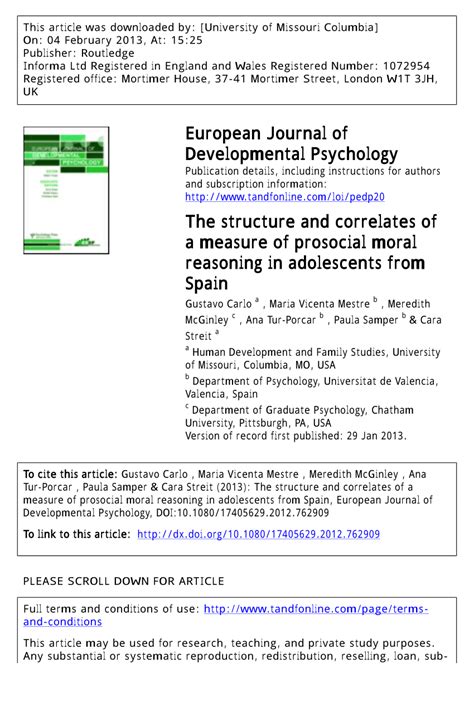 Pdf The Structure And Correlates Of A Measure Of Prosocial Moral