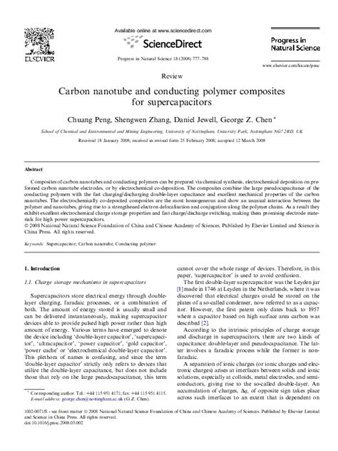 Pdf Carbon Nanotube And Conducting Polymer Composites For Supercapacitors