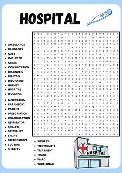 At The Hospital Word Search Puzzle Worksheet Activity By Best Little