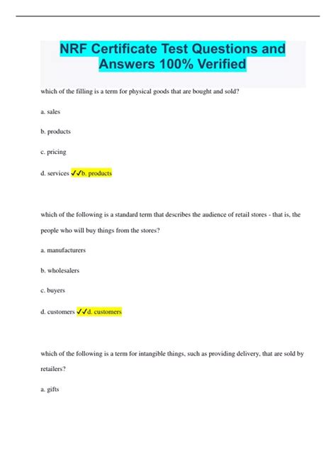 Nrf Certificate Test Questions And Answers Verified Nrf Certificate Testing Stuvia Us