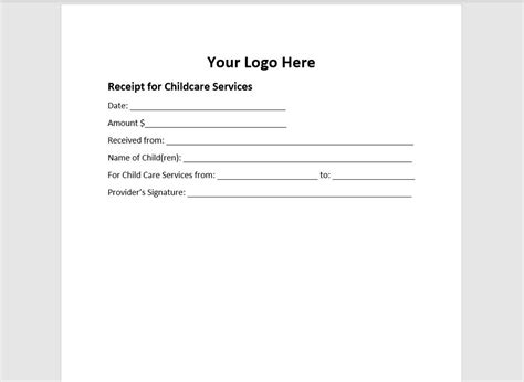 Daycare Receipt Daycare Receipt Template Receipt Template Simple