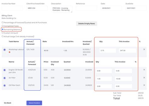 Remaining Balance Invoicing In Workguru Workguru Support Portal