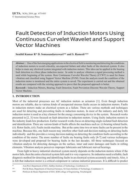 Pdf Fault Detection Of Induction Motors Using Continuous Curvelet