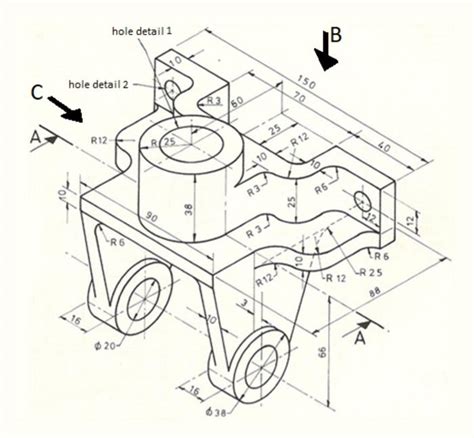 Solved Assignment Dimensioning And Sectional Views Draw