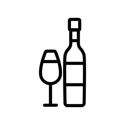 Wine Bottle Glass Icon Vector Outline Illustration 10145835 Vector Art